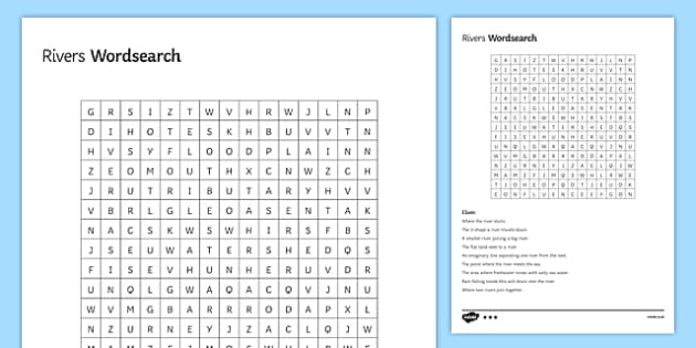 Raging Rivers Cryptic Word Search (teacher made) - Twinkl