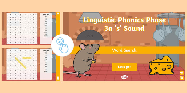 Linguistic Phonics Phase 3a 's' Sound Interactive Word Search