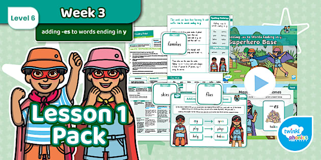 Twinkl Phonics Adding -es to Words Ending in 'y' - Level 6 Week 3 ...