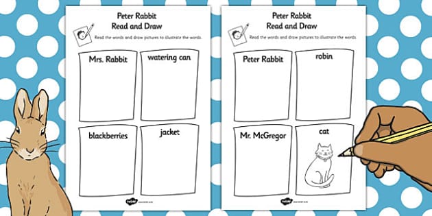 The Tale of Peter Rabbit Read and Draw Worksheet - peter rabbit