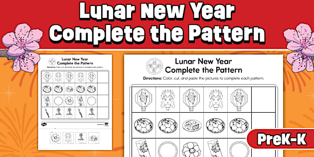Lunar New Year Complete the Pattern Worksheet