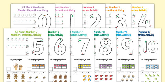 Left-handed Friendly Number Formation Worksheet Pack