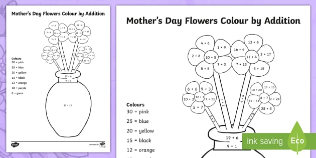 Mother's Day Flowers Addition Colouring Page-Australia