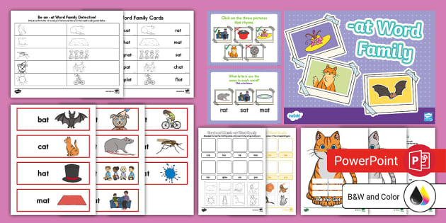 -at Word Family Resource Pack (teacher made) - Twinkl