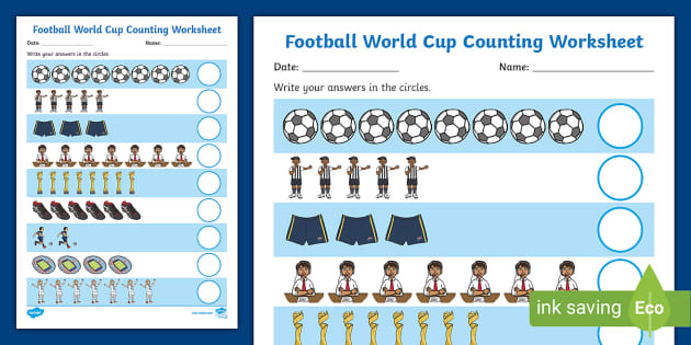 Football World Cup Counting Worksheet - Twinkl