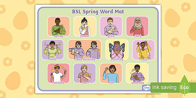 SEND: BSL Spring Word Mat (teacher made) - Twinkl