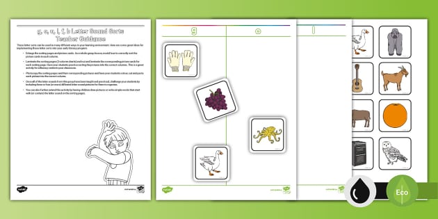 Phonics Canada Group 3 (g, o, u, l, f, b) Letter Sound Sorts