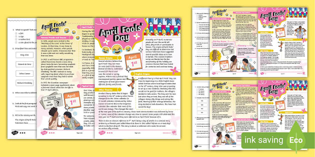 UKS2 April Fools' Day Differentiated Comprehension Activity