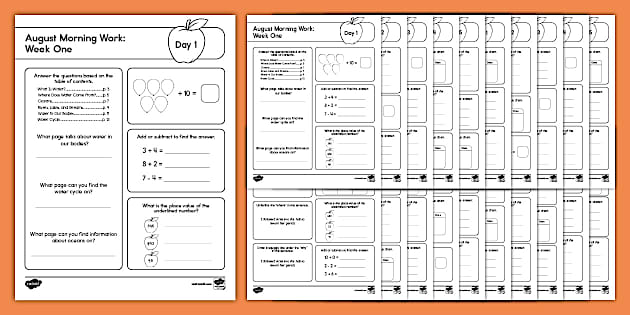 Second Grade August Morning Work Bundle (teacher made)
