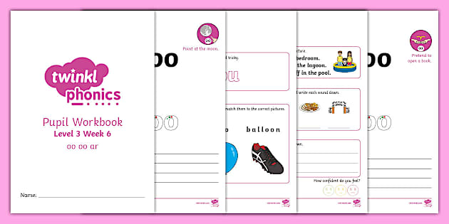 'oo, oo, ar' Level 3 Week 6 Phonics Workbook - Twinkl