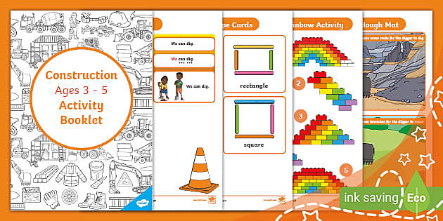 Construction-Themed Activity Booklet (Ages 3 - 5) - Twinkl