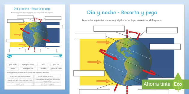 Actividad de recortar y pegar: Día y noche (teacher made)