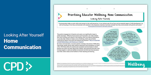 Prioritising Educator Wellbeing: Home Communication - Twinkl