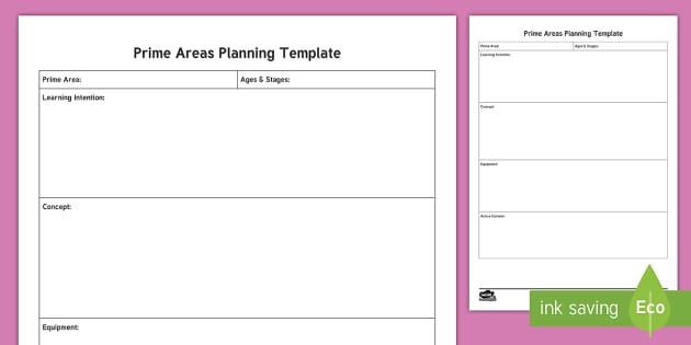 EYFS Prime Areas Planning Template (teacher made) - Twinkl
