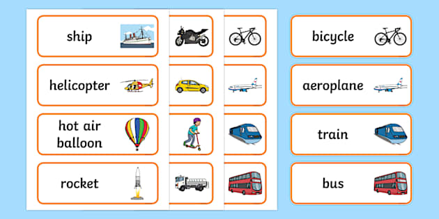 Transport Word Cards