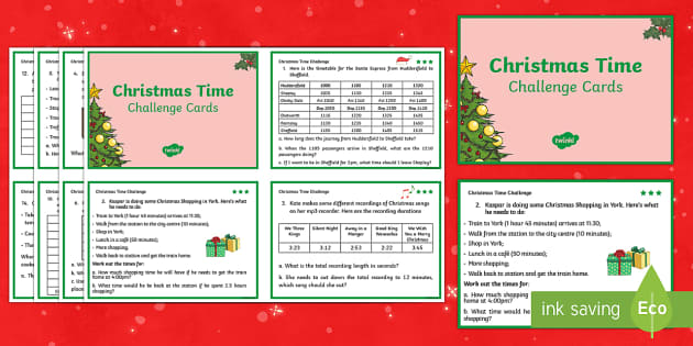 Christmas Maths Challenge Cards | Christmas Time Problems