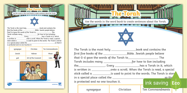Illustrated Torah PFD | A Cloze Activity | Twinkl | KS1