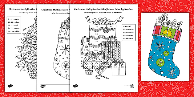 christmas multiplication coloring worksheets 4th grade