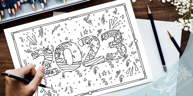 FREE! - 2023 New Year Mindfulness Colouring Activity Poster