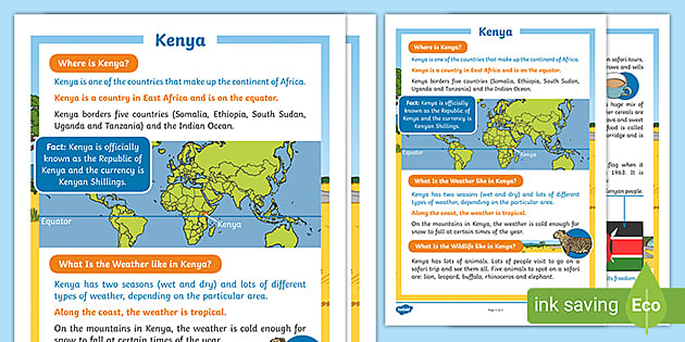 Kenya Facts - Kenya Fact File - Geography - KS1 - Twinkl