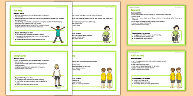 Foundation PE (Reception) - Types of Jumps Teacher Support Cards