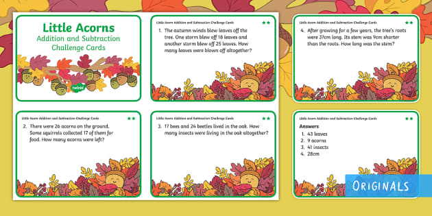 Little Acorns Addition and Subtraction Differentiated Maths Challenge Cards