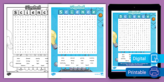Tier 3 Physical Science Vocabulary Word Search - Twinkl