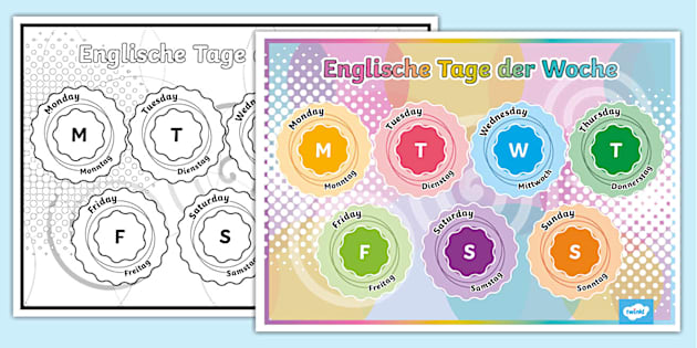 Englische Tage der Woche - Schild (Lehrer gemacht) - Twinkl