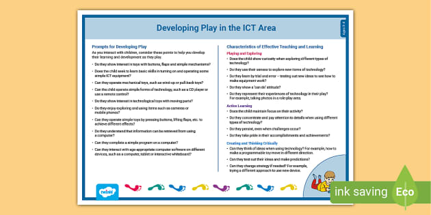 EYFS ICT Area Ages 3-4 Next Steps Poster (teacher made)