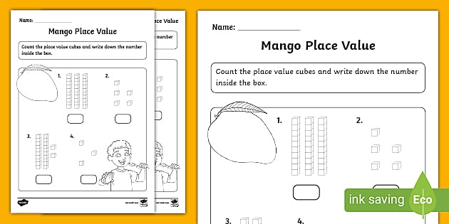 Mango Place Value Activity Sheet (profesor hizo) - Twinkl