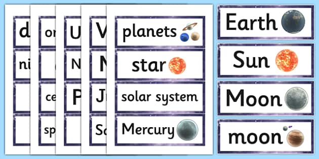 Year 5 Science Earth and Space Word Cards - word cards, science