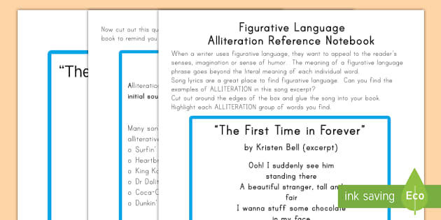 Figurative Language and Alliteration Worksheet - Twinkl