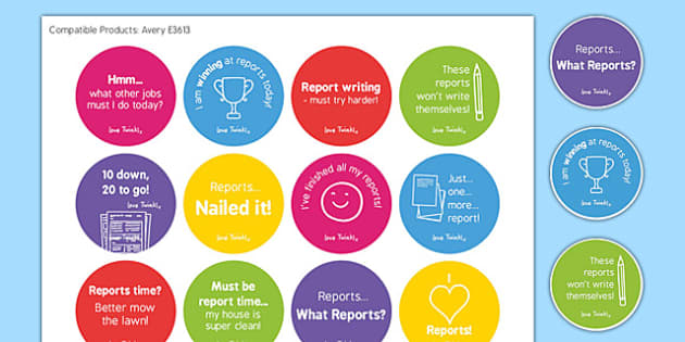 Adult ‘Reports’ Humorous Stickers (teacher made)