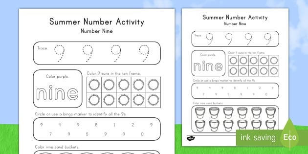 Summer Number Nine Worksheet / Worksheet