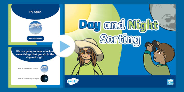 Older Learners Day and Night Interactive PowerPoint - Twinkl