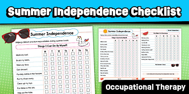 Summer Independence Checklist for Kids | Daily Living Skills and Home