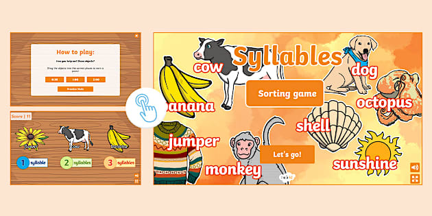 Syllables Interactive Sorting Game (teacher made) - Twinkl Syllables Interactive Sorting Game (teacher made) - Twinkl