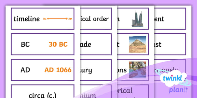 KS2 Timeline Vocabulary Cards (teacher made) - Twinkl