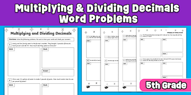 Fifth Grade Multiplying and Dividing Decimals Word Problems
