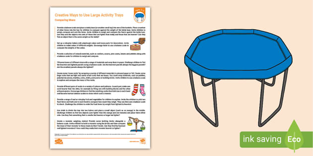 EYFS Large Activity Tray Ideas Maths: Comparing Mass