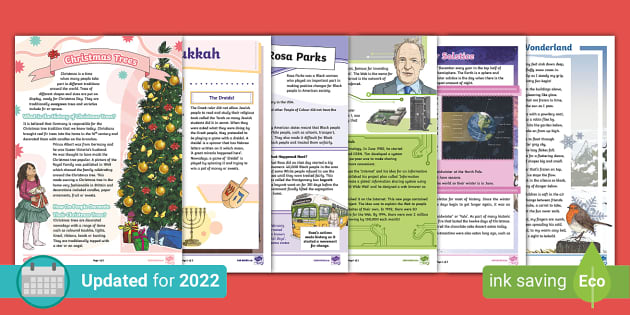 LKS2 December Differentiated Reading Comprehension Pack