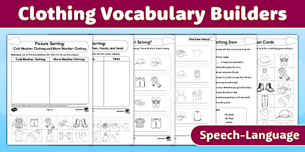 Clothing Vocabulary Builder Worksheets for SLP