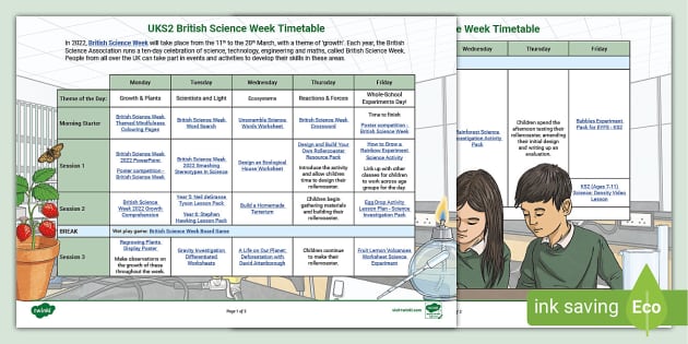 UKS2 British Science Week 2022 Activity Timetable
