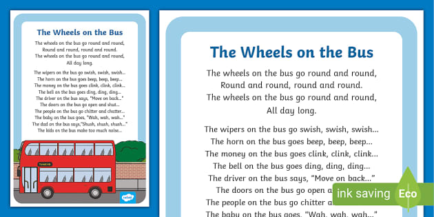 The Wheels on the Bus Large Display Poster (teacher made)