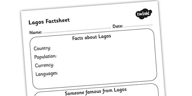 Lagos Factsheet Writing Template (teacher made) - Twinkl