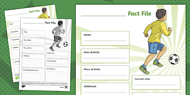 Footballer Fact File Template (teacher made) - Twinkl