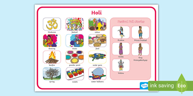 KS1 Holi Word Mat - Festivals and Celebrations - Twinkl