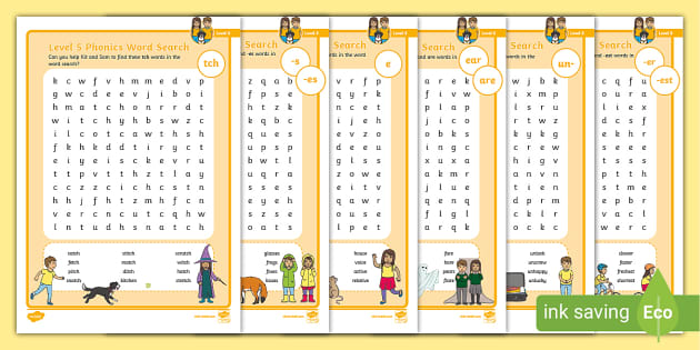 Level 5 Decodable Word Search Pack Weeks 21-30- Primary Resources