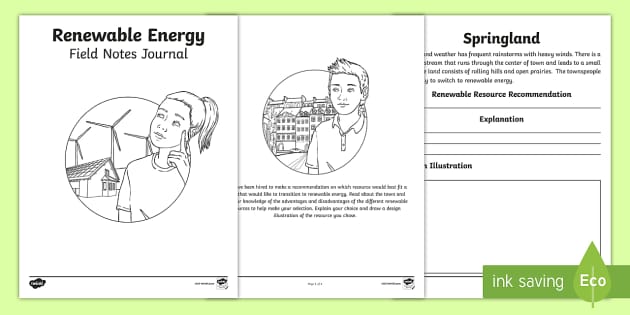 Renewable Energy Field Notes Activity Booklet (teacher made)