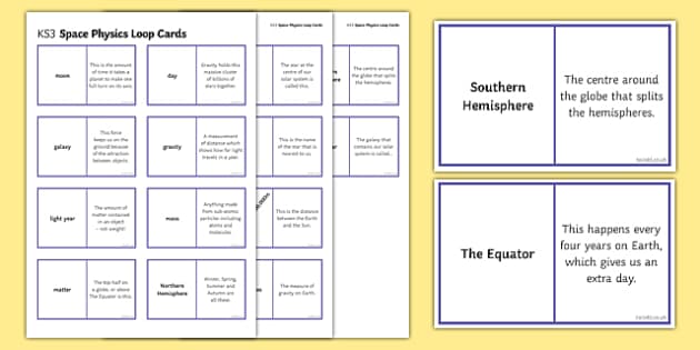 Space Physics Loop Cards (l'enseignant a fait) - Twinkl